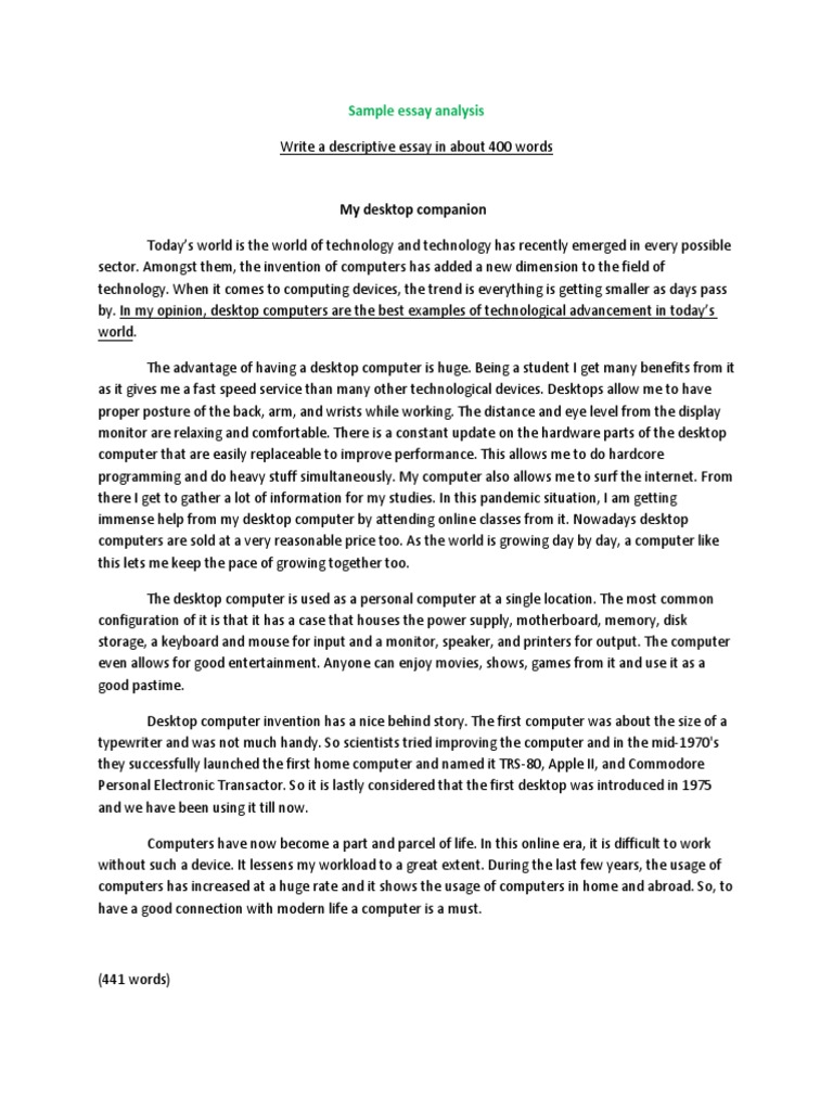 My Desktop Companion: Sample Essay Analysis | Download Free PDF ...