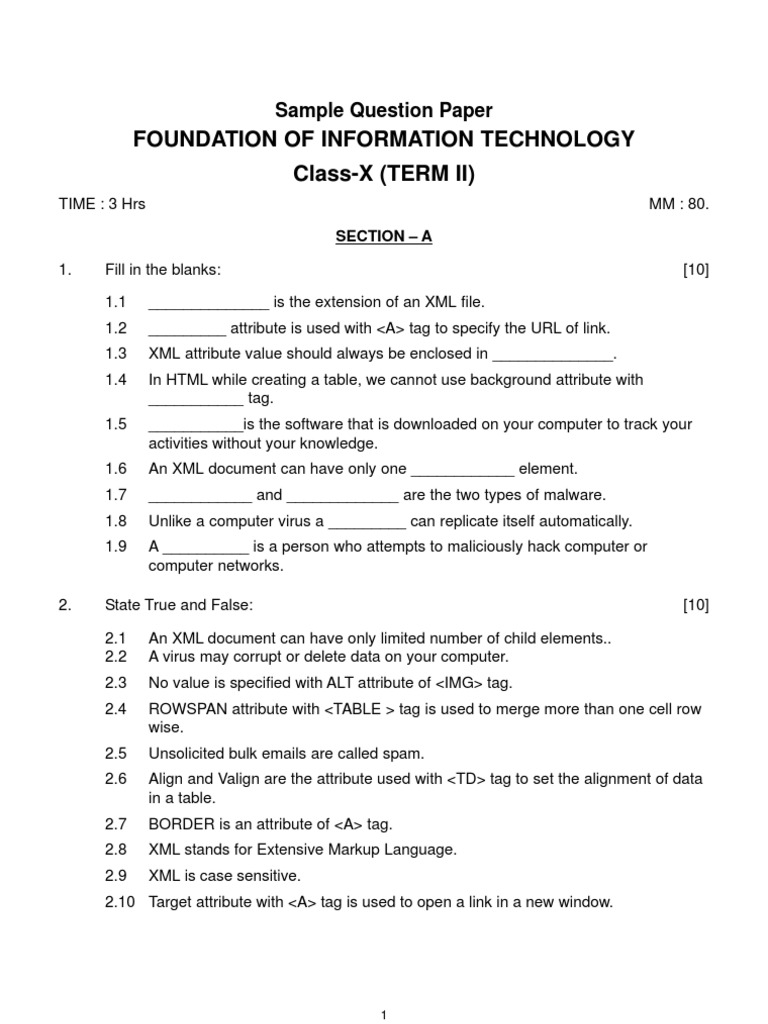 IT Sample Paper | PDF | Html Element | Hyperlink