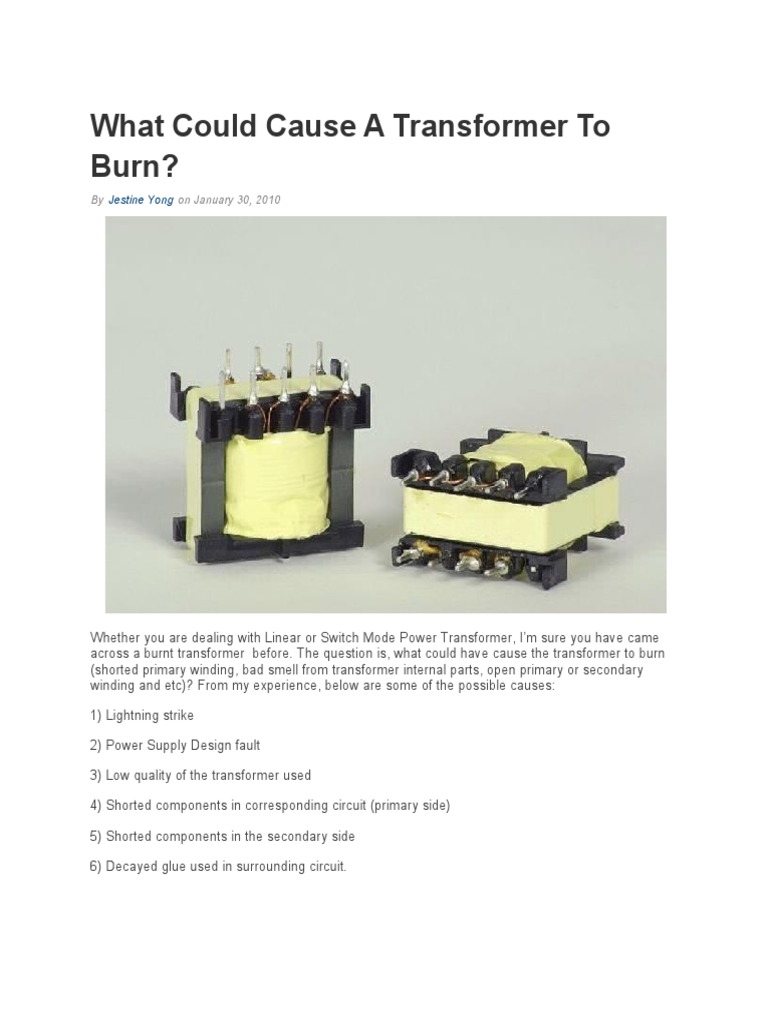 What Could Cause A Transformer To Burn | PDF