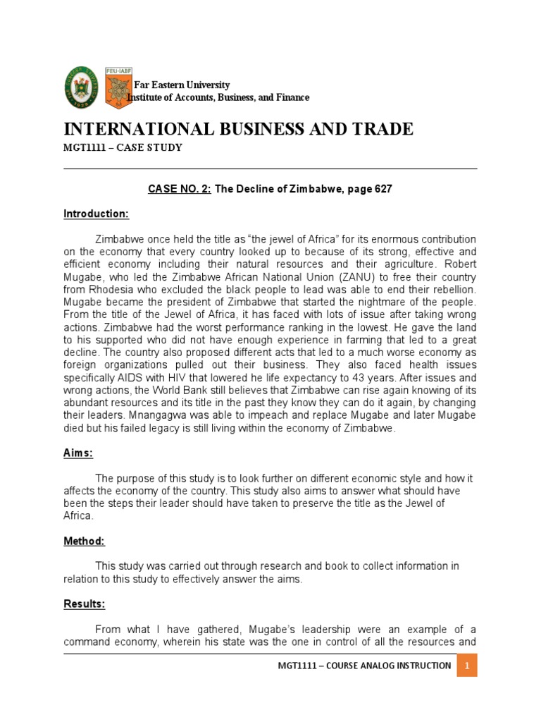 Case Study Chapter 2 | PDF | Zimbabwe | Robert Mugabe