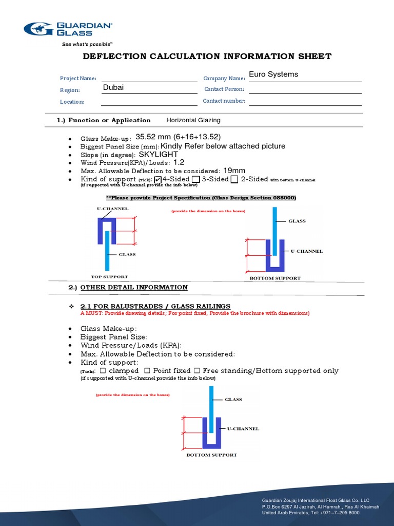 Deflection Calculation Information Sheet: Euro Systems | PDF