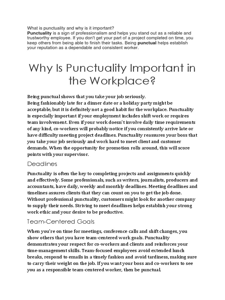 Why Is Punctuality Important in The Workplace?: Deadlines | Download ...