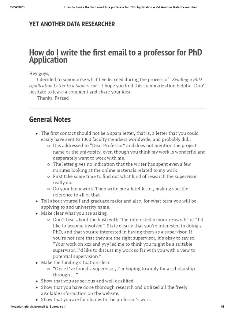 How Do I Write The First Email To A Professor For PHD Application - Yet ...