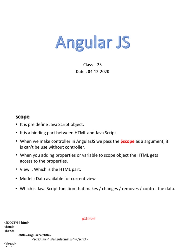 Class25 angularJS | PDF | Angular Js | Scope (Computer Science)