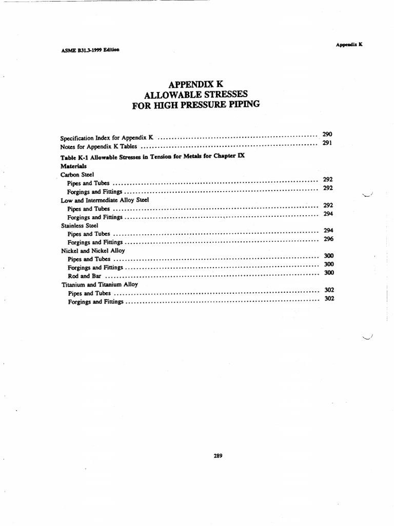 Asme B31-3 1999 Apendix K.L.M | PDF