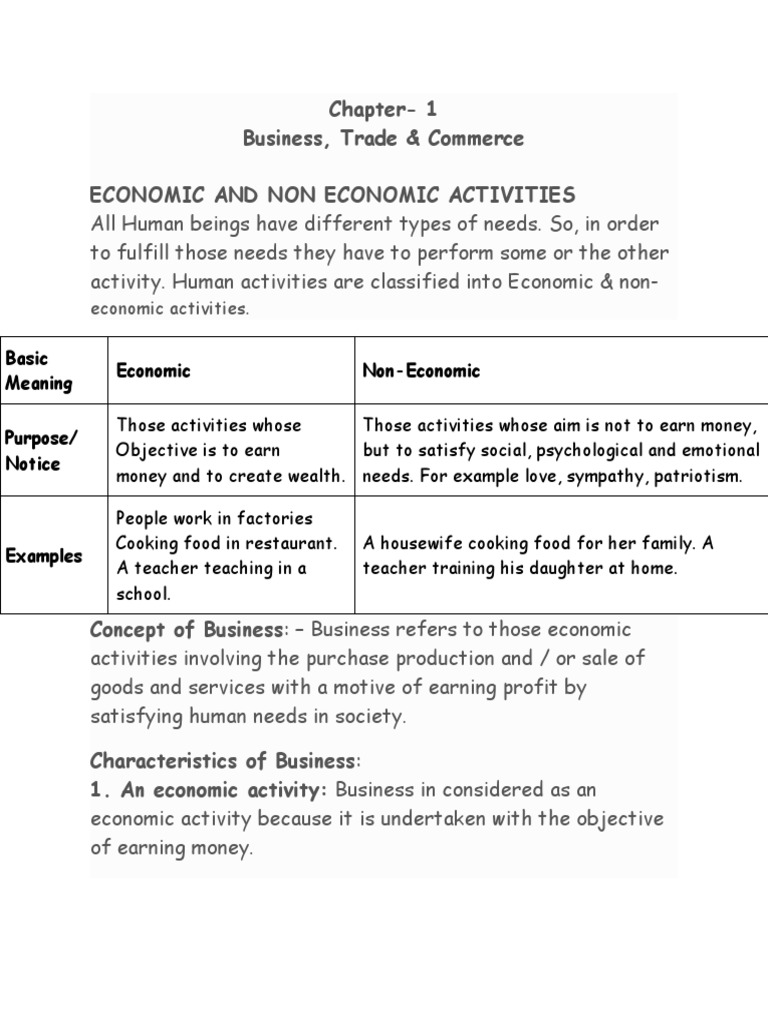 Economic and Non Economic Activities | PDF | Employment | Capital ...