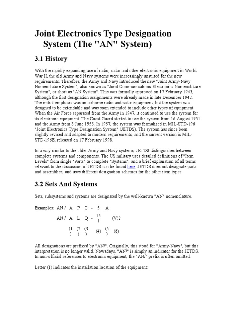 Joint Electronics Type Designation System | PDF | Military Technology ...