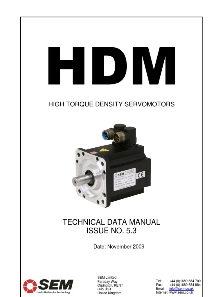 HDM High Torque Servomotors Manual | PDF | Electric Motor | Screw