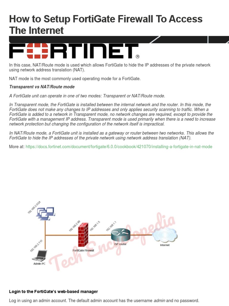 How To Setup FortiGate Firewall To Access Manual | PDF | Ip Address ...