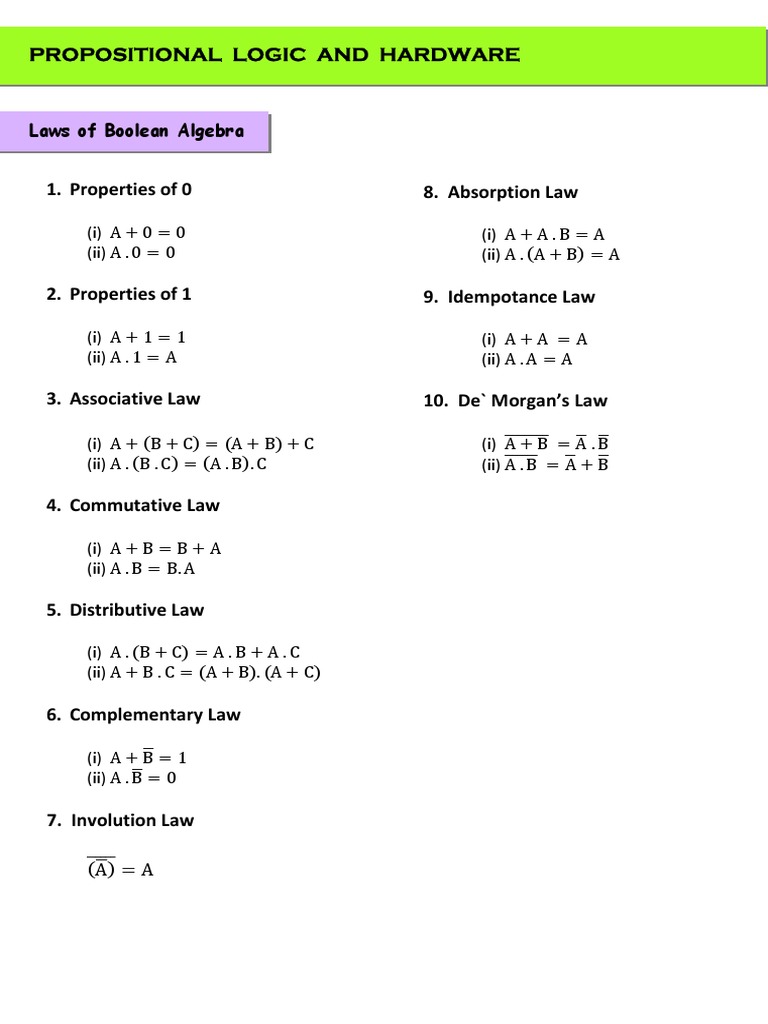 Propositional Logic & Hardware | PDF | Logic Gate | Boolean Algebra