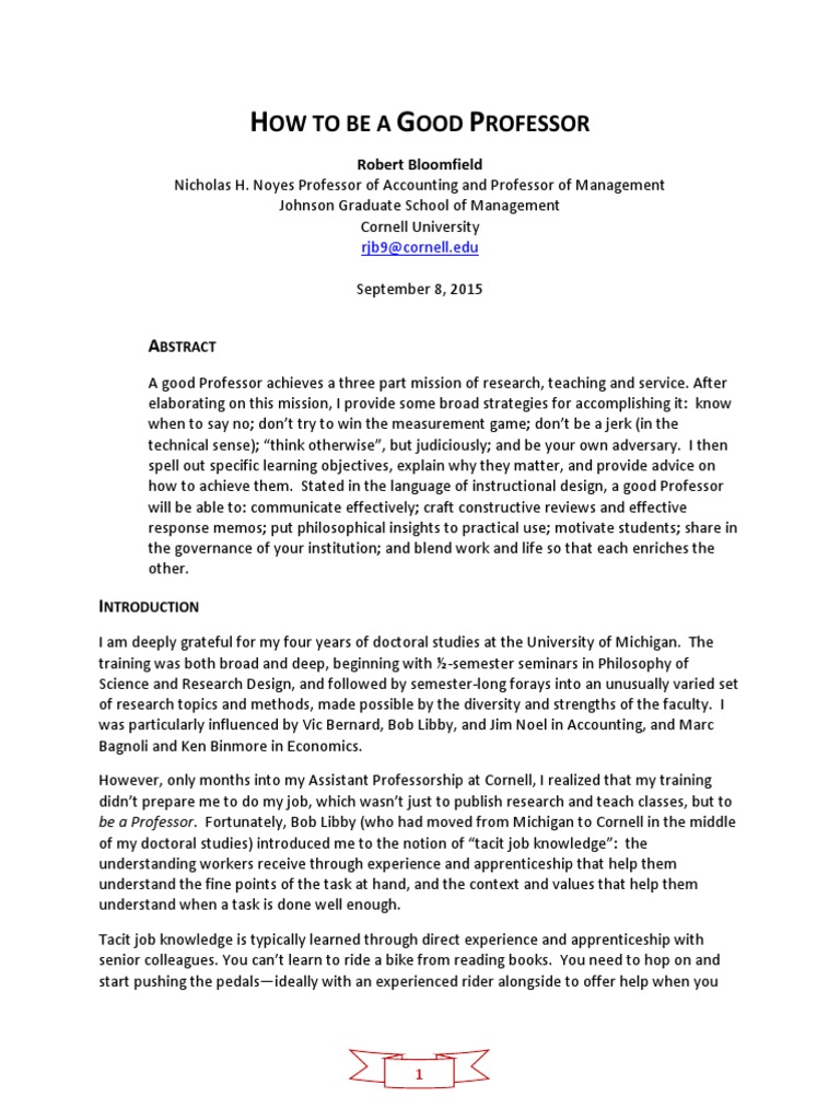 How To Be A Good Professor | PDF | Tacit Knowledge | Sentence (Linguistics)