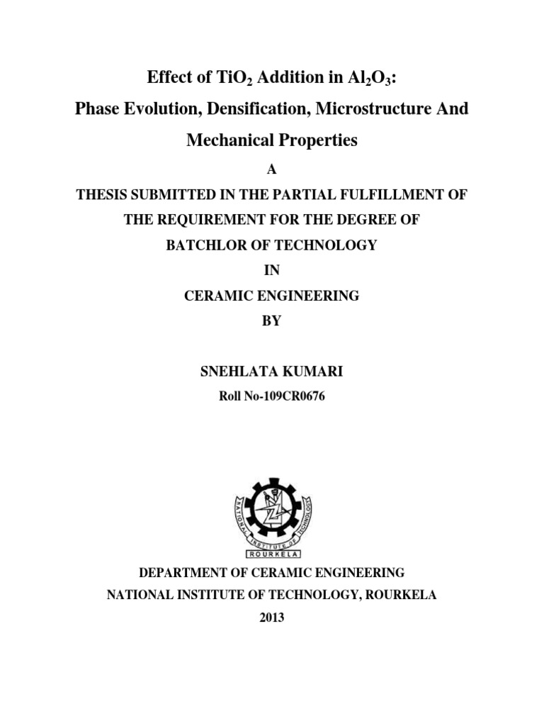 Effect of TiO2 Addition in Al2O3-Phase Evolution, Densification, Microstructure and Mechanical ...