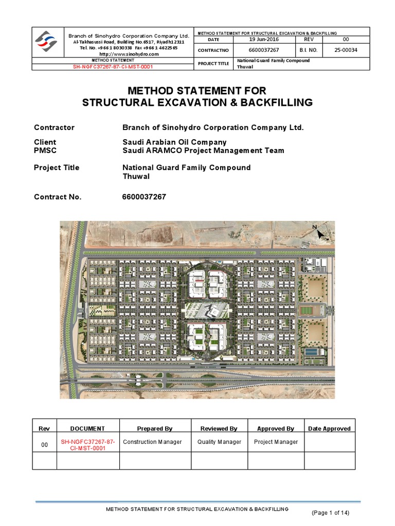 Method Statement For Structural Excavation and Backfill | PDF | Wellness | Medical