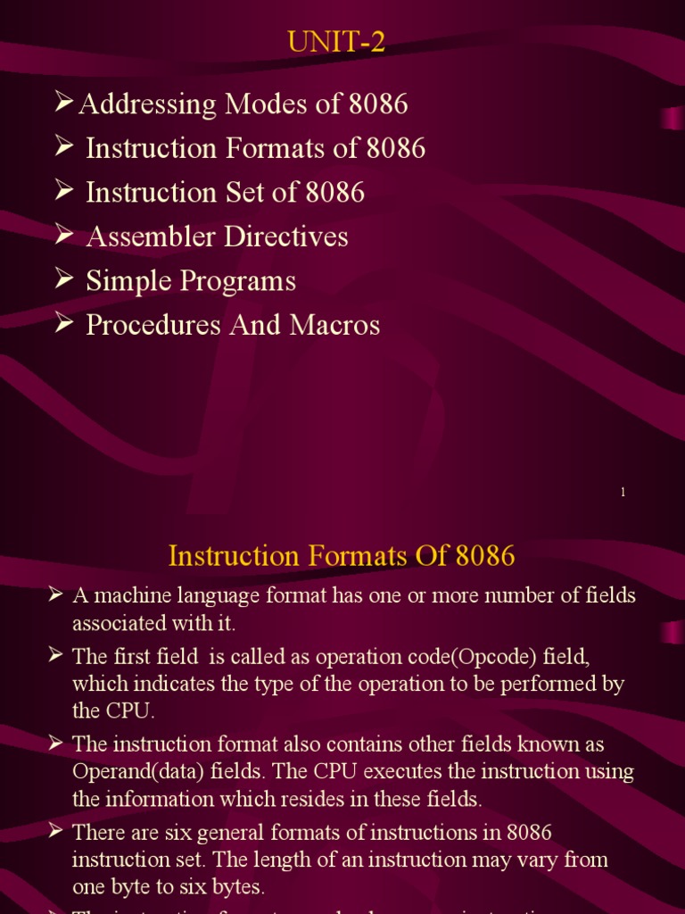 8086 Instruction Formats Guide | PDF | Integrated Circuit | Computer Engineering