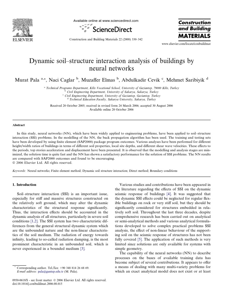 Dynamic Soil-Structure Interaction Analysis of Buildings by Neural Networks | PDF | Finite ...