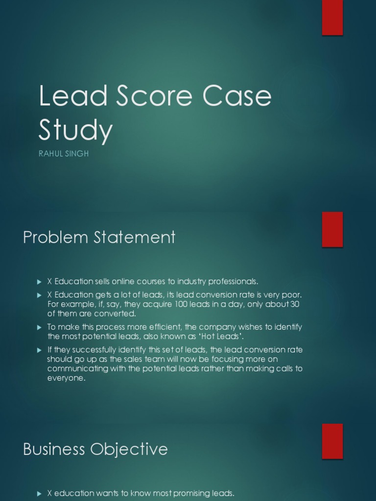 Lead Score Case Study - Presentation | PDF | Data Analysis | Regression Analysis