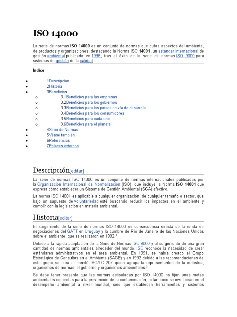 Iso 14000 | PDF | Economía y medio ambiente | Entorno natural