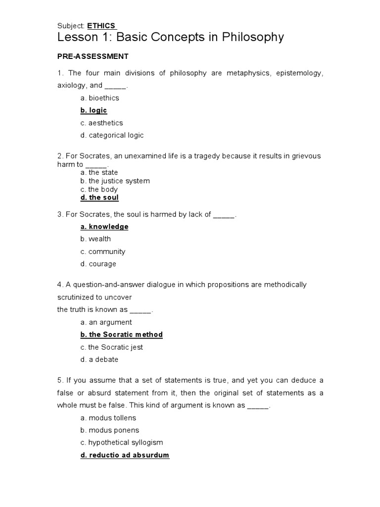 Basic Concepts in Philosophy and Ethics | PDF | Logical Consequence ...