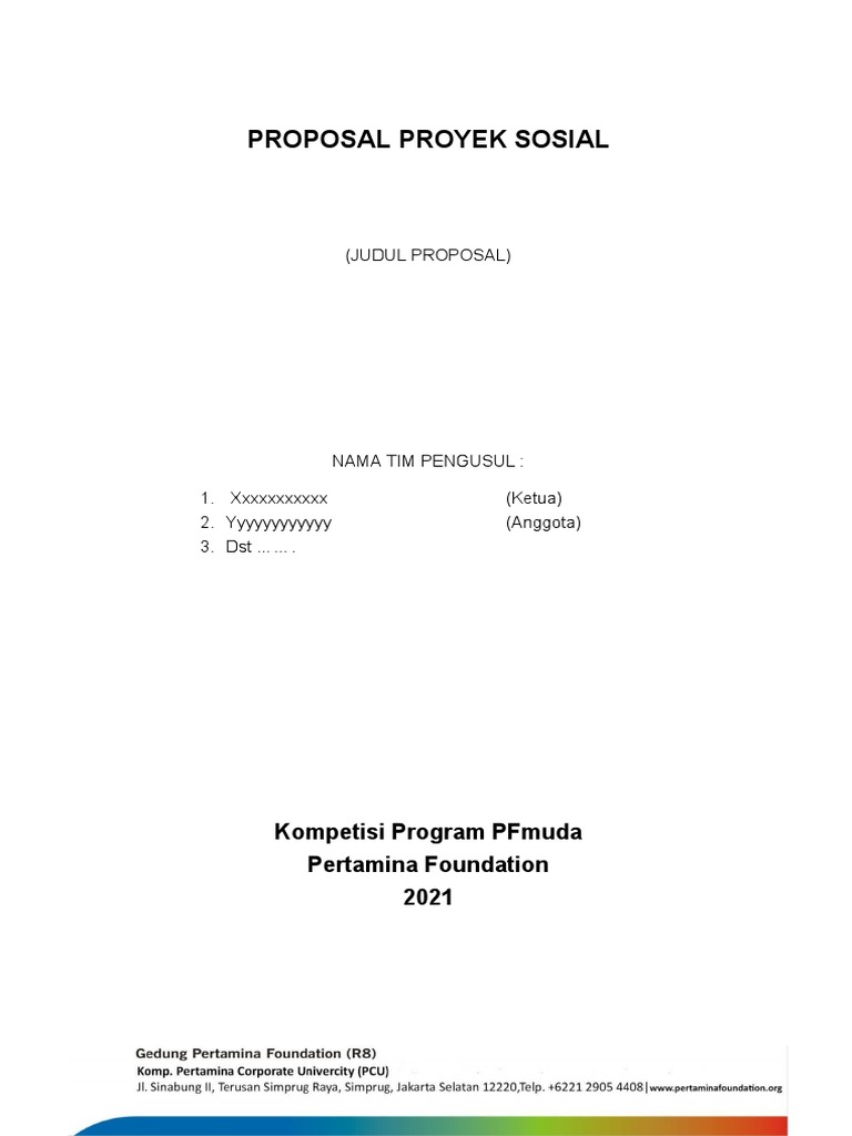 Proposal Proyek Sosial PFmuda 2021 | PDF
