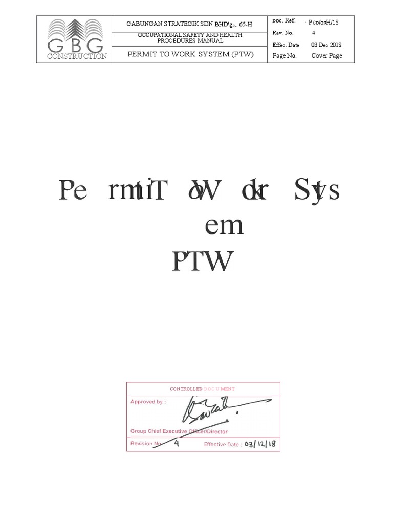OSH-18 (PTW) Permit To Work System Procedure | PDF | Occupational ...