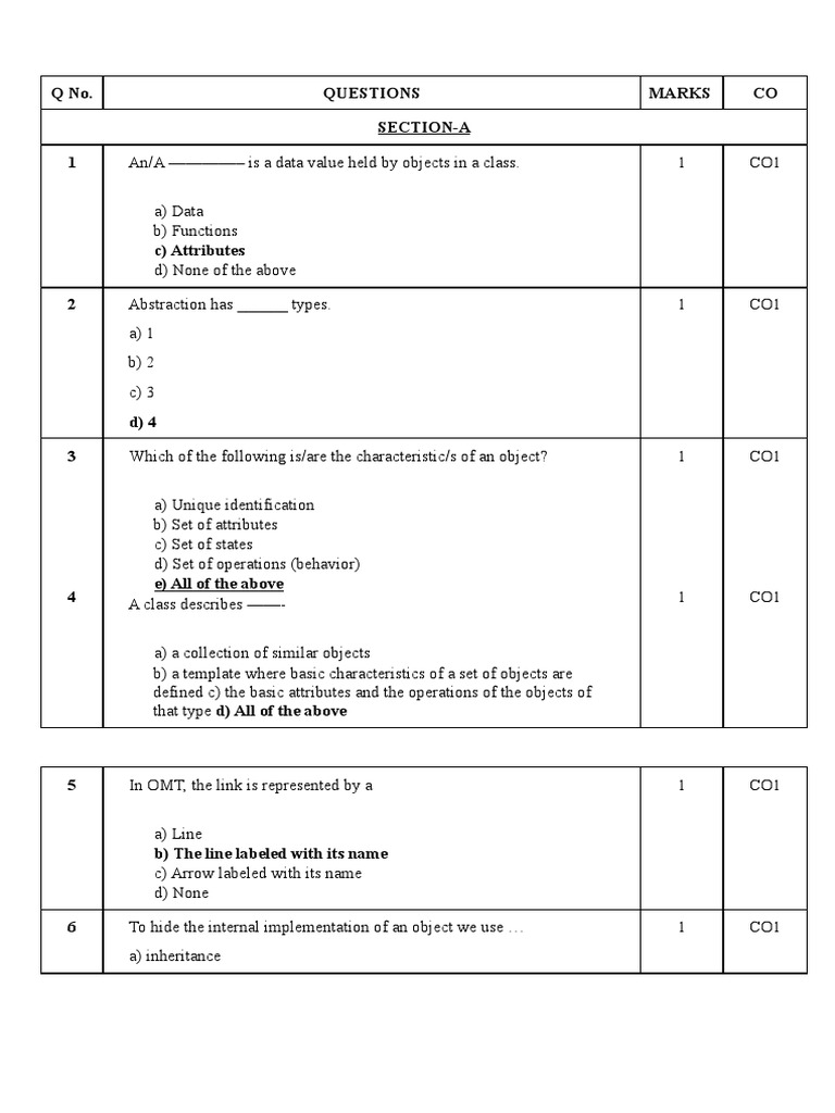 Oops Quiz With Answers Pdf Array Data Structure Object Computer Science