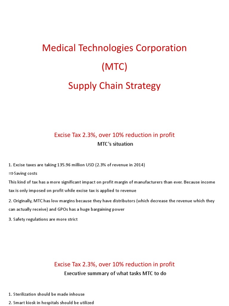 Medical Technologies Corporation (MTC) Supply Chain Strategy | PDF ...