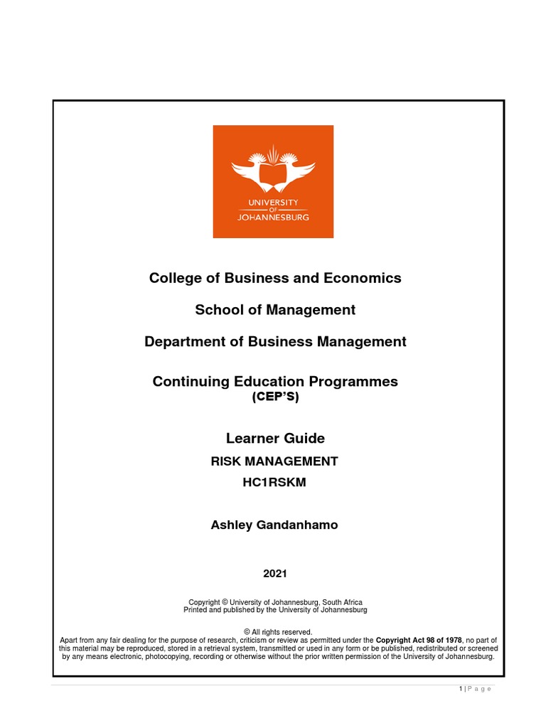 Module Guide Risk Management Cep - 2021 | PDF | Uncertainty | Risk