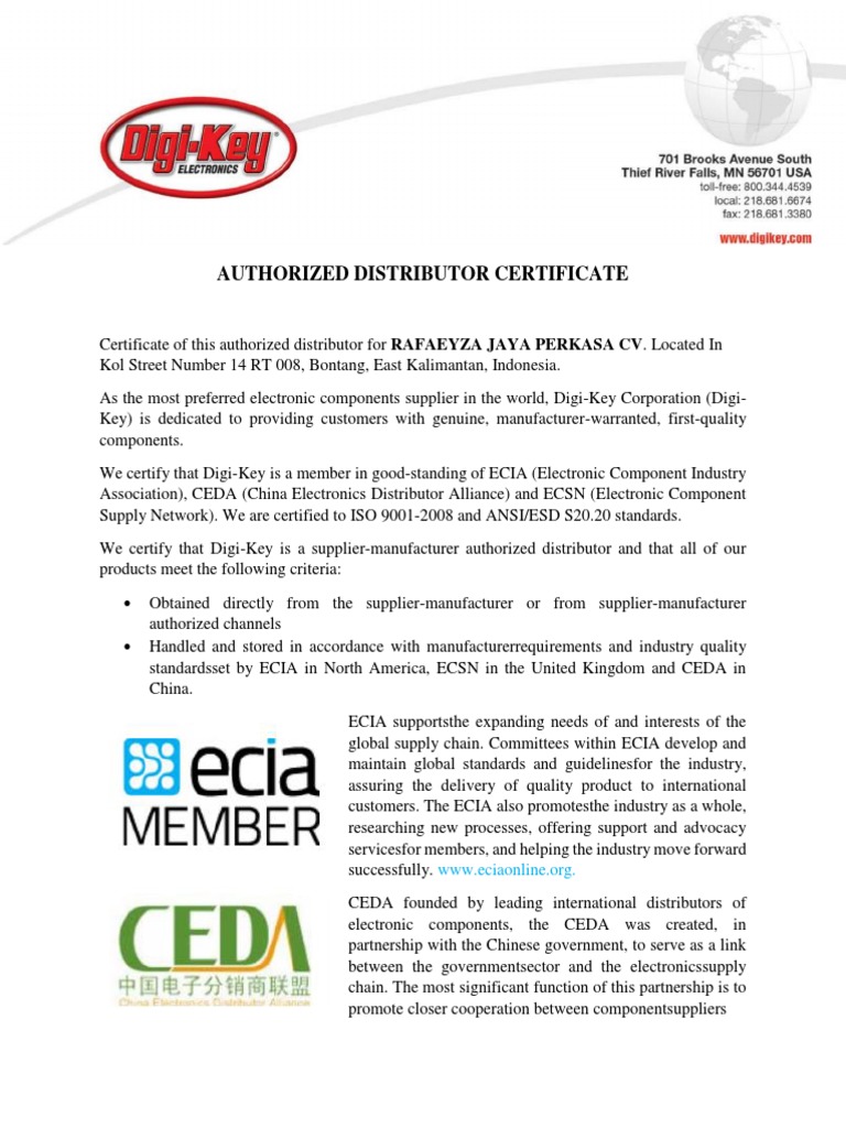 Distribution Letter Digi Key | PDF | Supply Chain | Business Process