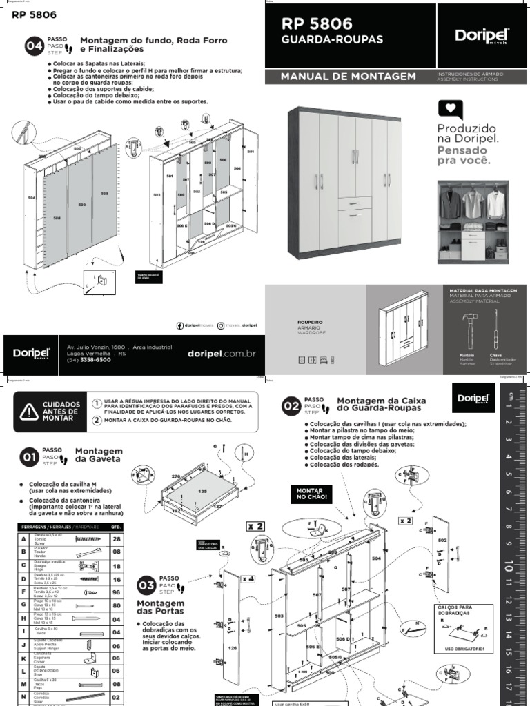 Manual Montagem Guarda Roupa | PDF | Madeira | Carpintaria