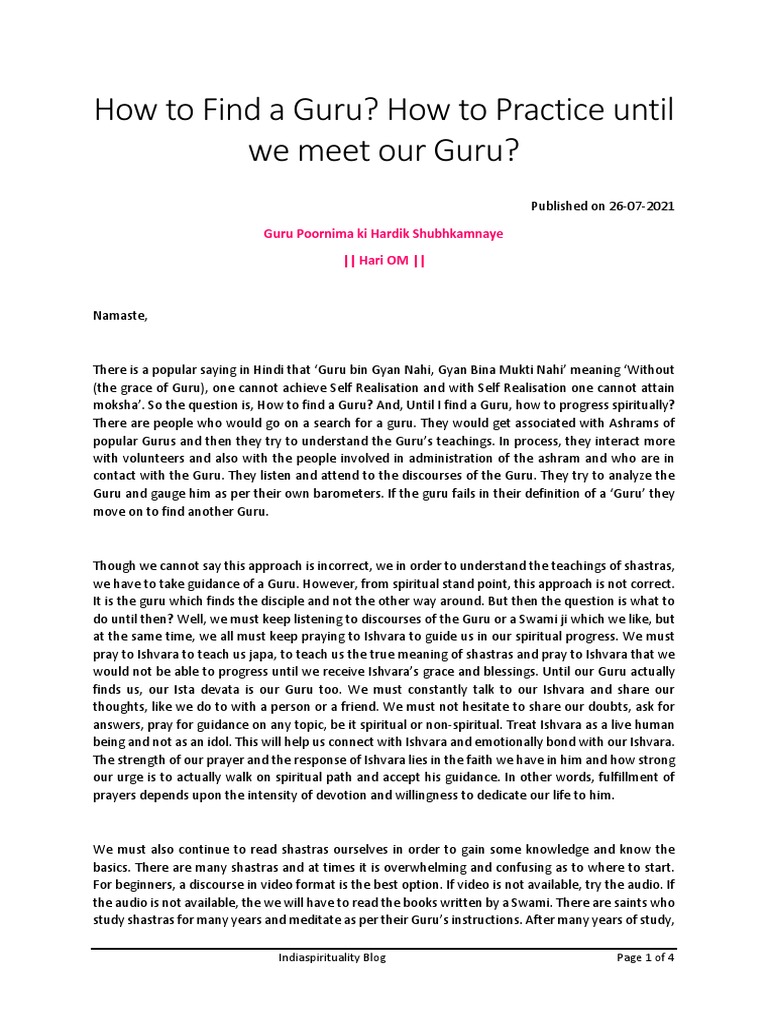 How To Find A Guru - Indiaspirituality Blog | PDF | Bhagavad Gita | Guru