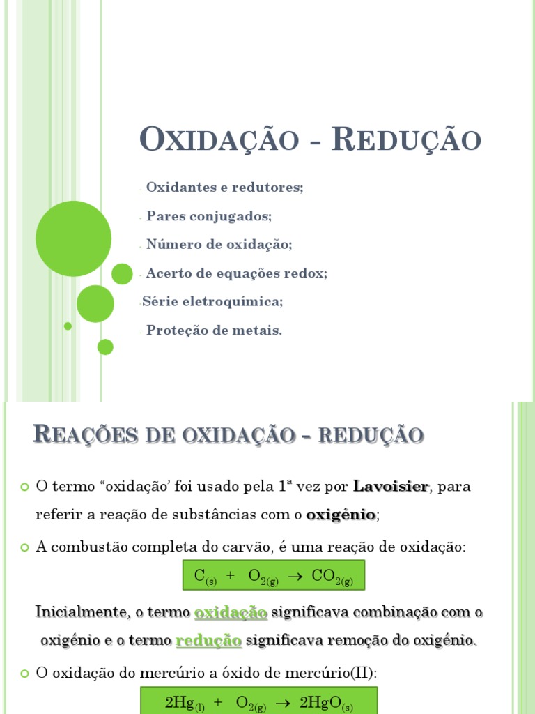 Oxidacao - Reducao | PDF | Reações químicas | Redox