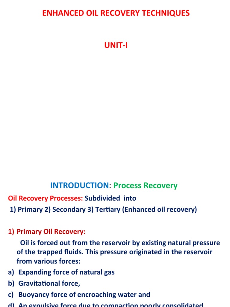 Enhanced Oil Recovery Techniques | PDF | Enhanced Oil Recovery ...