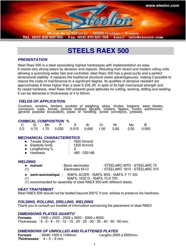 Raex 500 | PDF | Rolling (Metalworking) | Building Materials