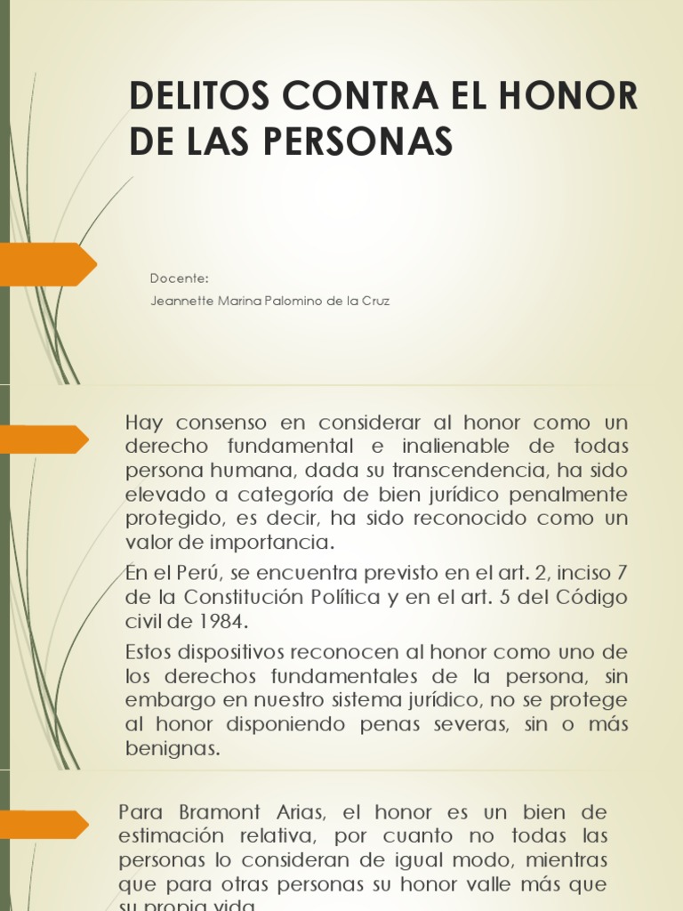 Delitos Contra El Honor | PDF | Derecho penal | Homicidio