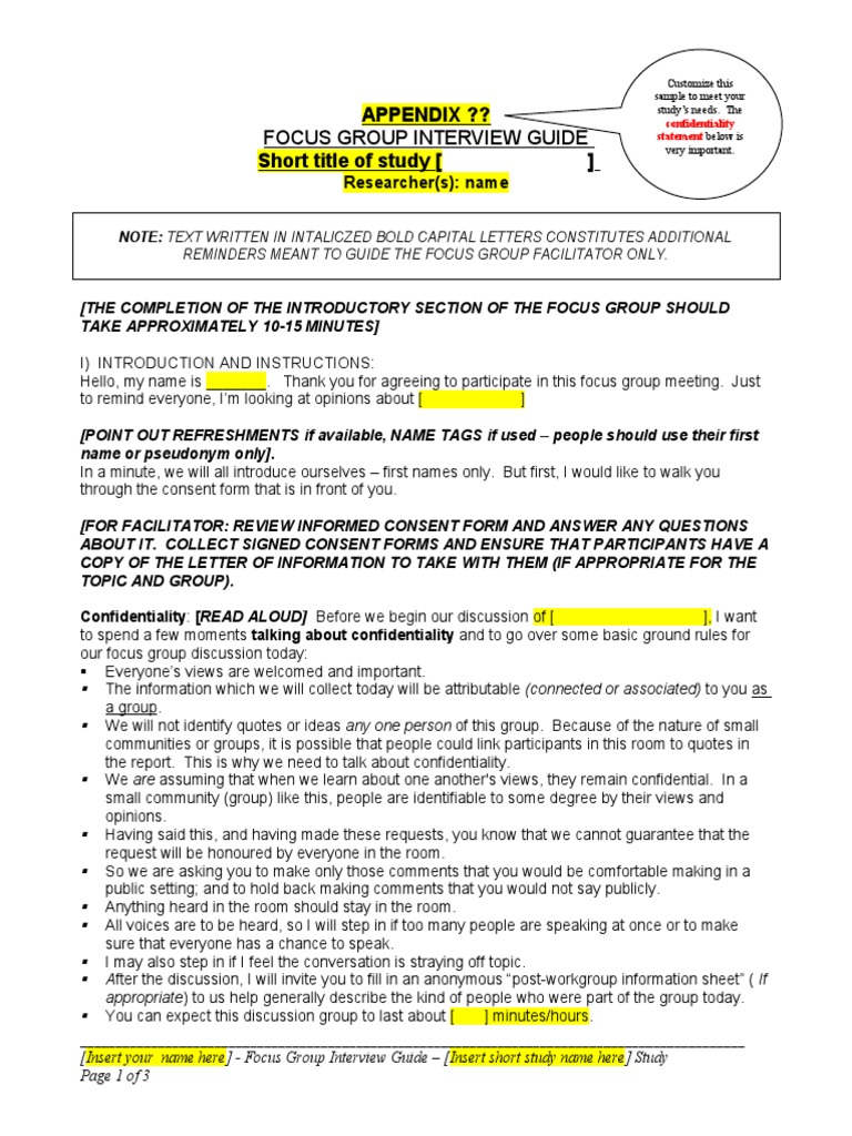 Sample FGD Guide | PDF | Focus Group | Cognition