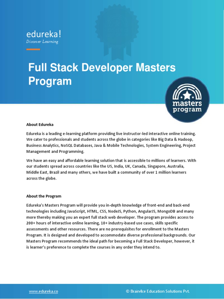 Full Stack Developer Master Program Curriculum | PDF | J Query | Html ...