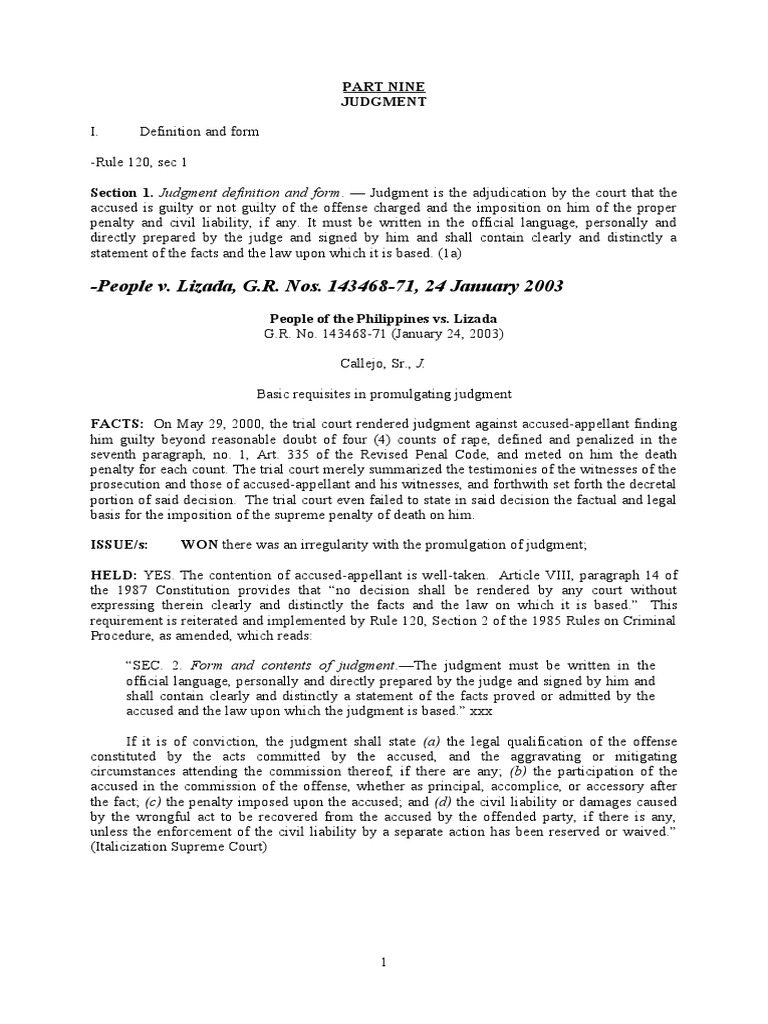 Judgment and Post Judgment Remedies | PDF | Acquittal | Judgment (Law)