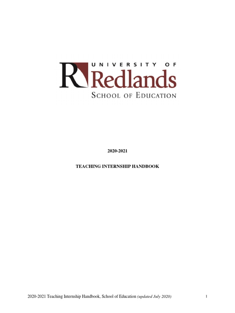 2020-2021 Teaching Internship Handbook, School of Education (Updated ...