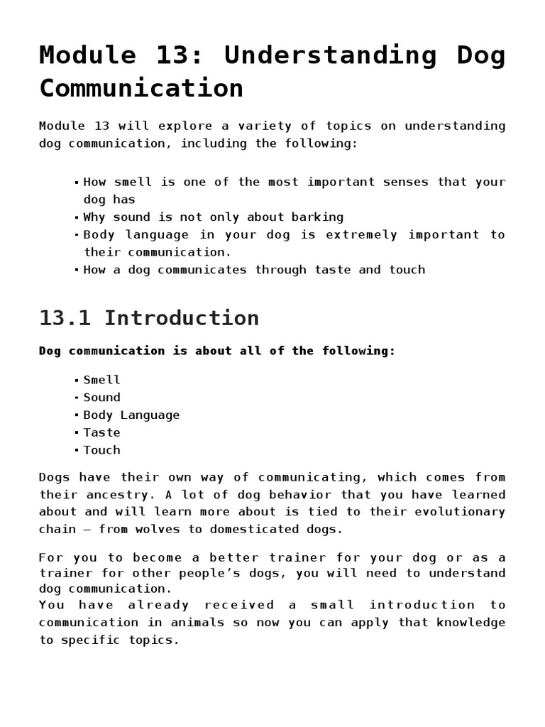Module 13: Understanding Dog Communication: Dog Communication Is About ...