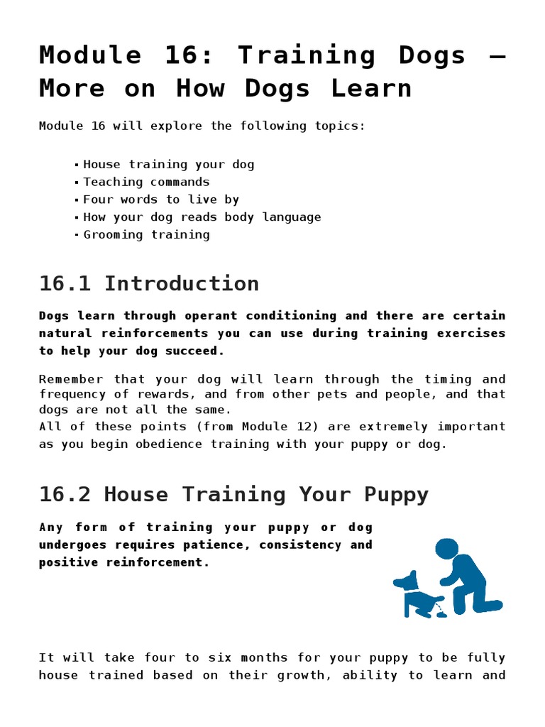 Module 16: Training Dogs - More On How Dogs Learn | PDF | Dog Training ...