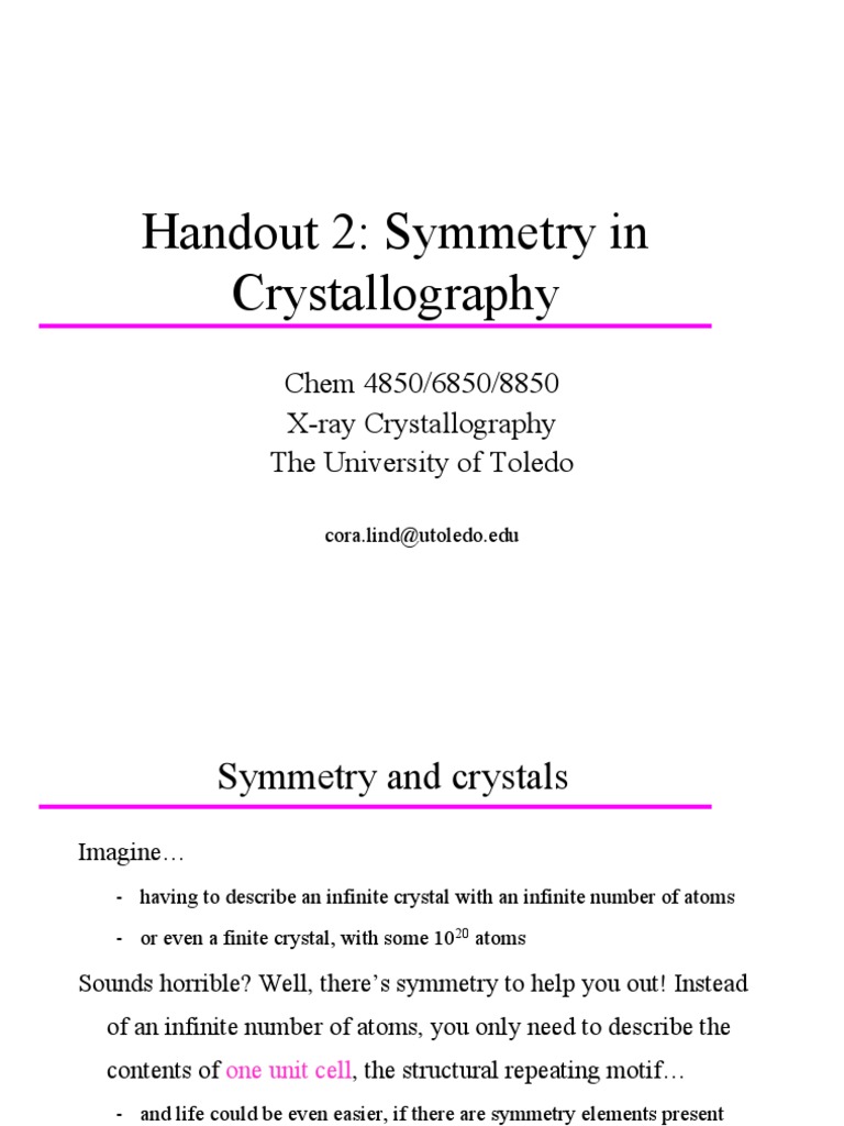 2 Symmetry in Crystallography Hand Out | PDF | Crystal Structure ...