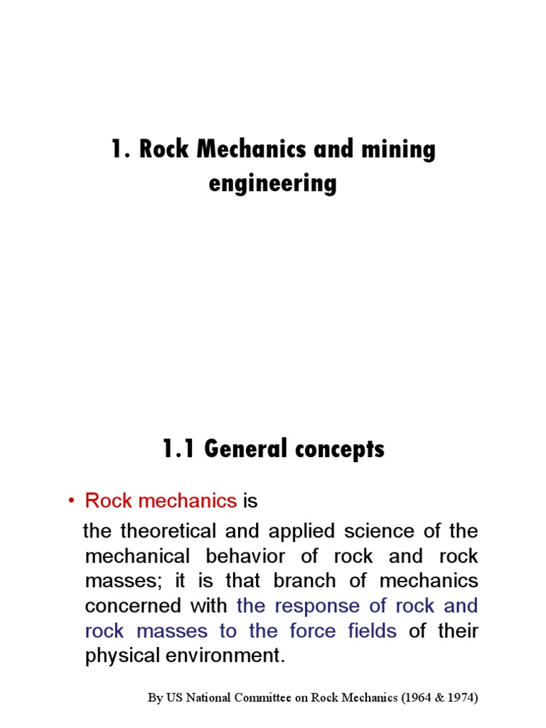 Rock Mechanics and Mining Engineering | PDF | Strength Of Materials ...