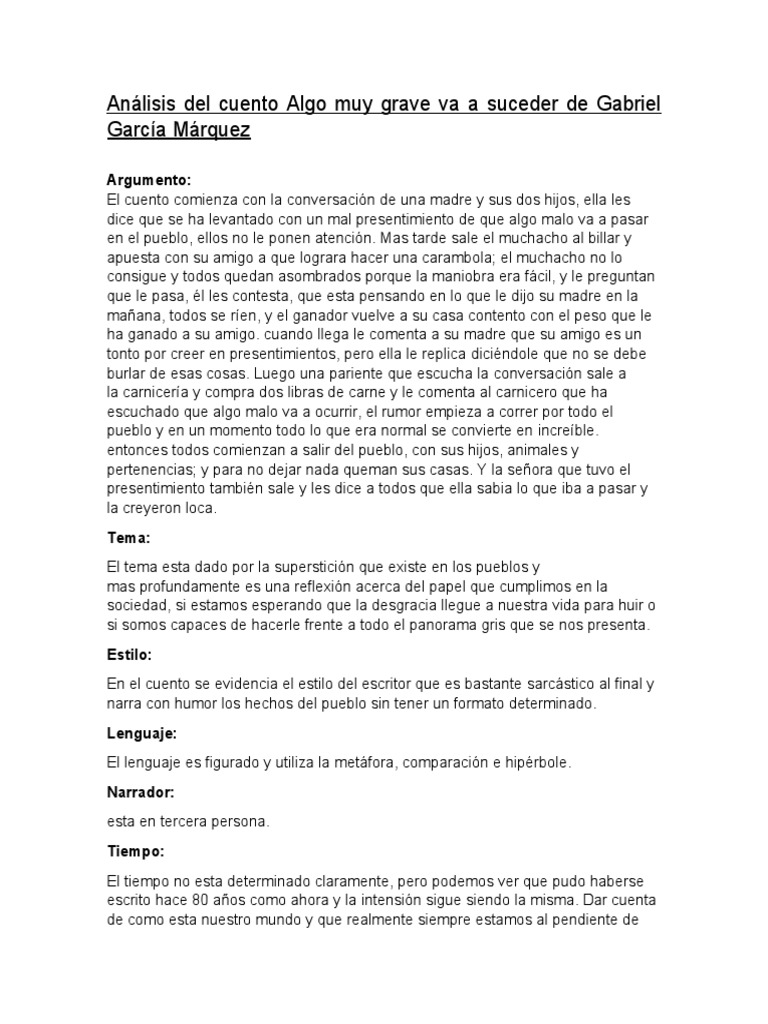Análisis del cuento "Algo muy grave" | PDF | Cuentos