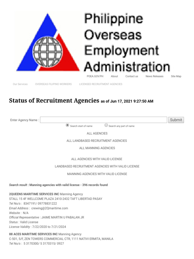POEA - Philippine Overseas Employment Administration | PDF | Makati ...