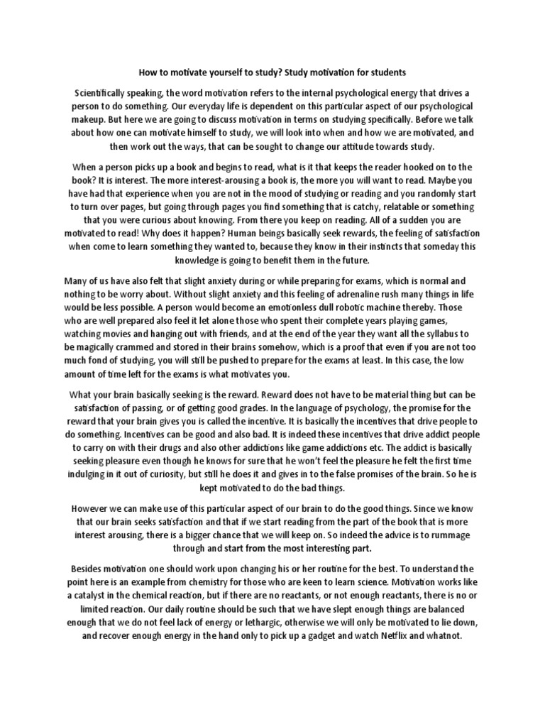 Study Motivation for Students | PDF | Curiosity | Incentive