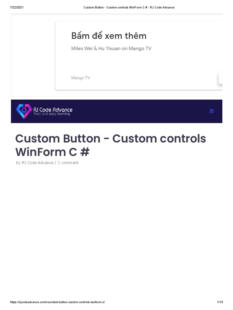 Custom Button - Custom Controls WinForm C # - RJ Code Advance | PDF | C Sharp (Programming ...