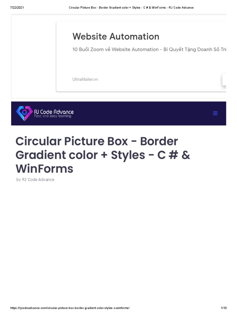 Circular Picture Box Border Gradient Color Styles C And Winforms Rj Code Advance Pdf