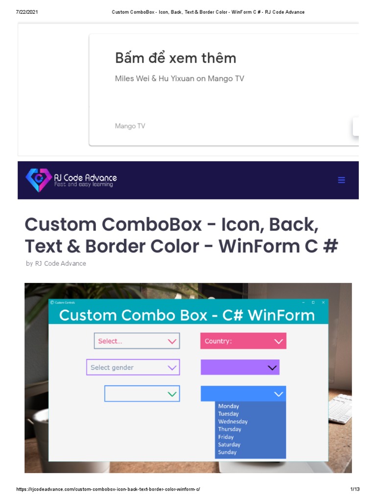 Customizing the Appearance and Functionality of a ComboBox Control in Windows Forms C# | PDF