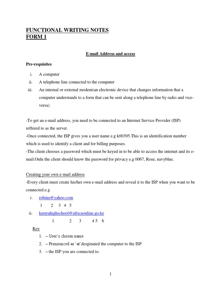 Functional Writing Notes for Form 1 | PDF