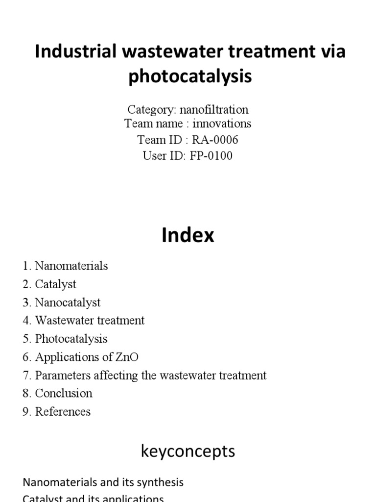 Industrial Wastewater Treatment Via Photocatalysis | PDF ...